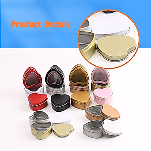 Alunsito 12 Pack 2 Ounce Metal Tins Cans, Heart Shaped Empty Containers with Clear Window Lids for Candles, Arts & Crafts, Storage in Kitchen & Office Use, Gold