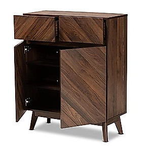Baxton Studio Hartman Shoe Cabinets, One Size, Walnut Brown