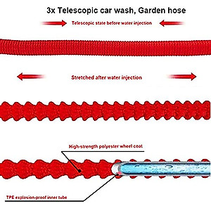 Durable Water Gun Garden Hose Adjustable Nozzle Telescopic Hose High Pressure Electric Washing Machine Garden Cleaning Sprayer Irrigation Accessories (Color : Dark Grey, Lengh : 100ft 30m)