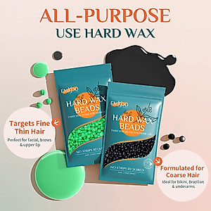 Digital Waxing Kit for Women, EMKOO Wax Warmer for Hair Removal, Wax Pot with 400g Hard Wax Beads and 20 Wax Applicator Sticks for Brazilian Bikini Wax Facial Hair Sensitive Skin At Home