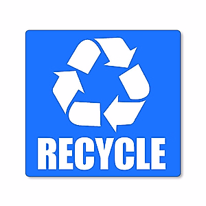 Large Blue Recycle Sticker (Vinyl Decal Weatherproof Sticker for Trash Cans, Garbage Bins (8 in)