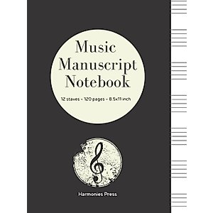Music Manuscript Notebook – 12 staves: Composition Notebook For Kids |Manuscript Paper With 12 Staves For Beginners and Intermediate |Gift For Musical ... Musician, Music Producer, writer supplies|