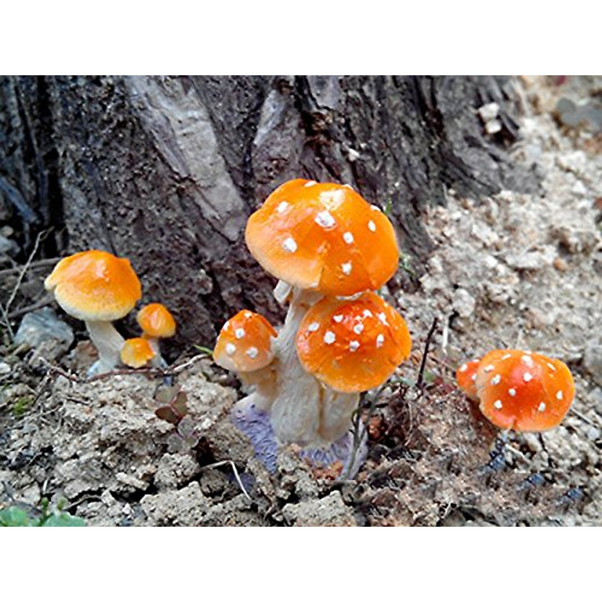 3 Pack Fairy Garden Miniatures Decoration Orange Mushroom Resin DIY Garden Ornament Micro Landscape Mini Dollhouse