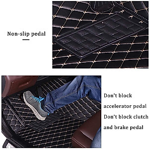 Customize Making Leather Floor Mats for Cars fit 96% Sedan SUV Sports Car Full Coverage All Weather Men Women Pads Protection Non-Slip Leather Floor Liners (Black+White Edge)