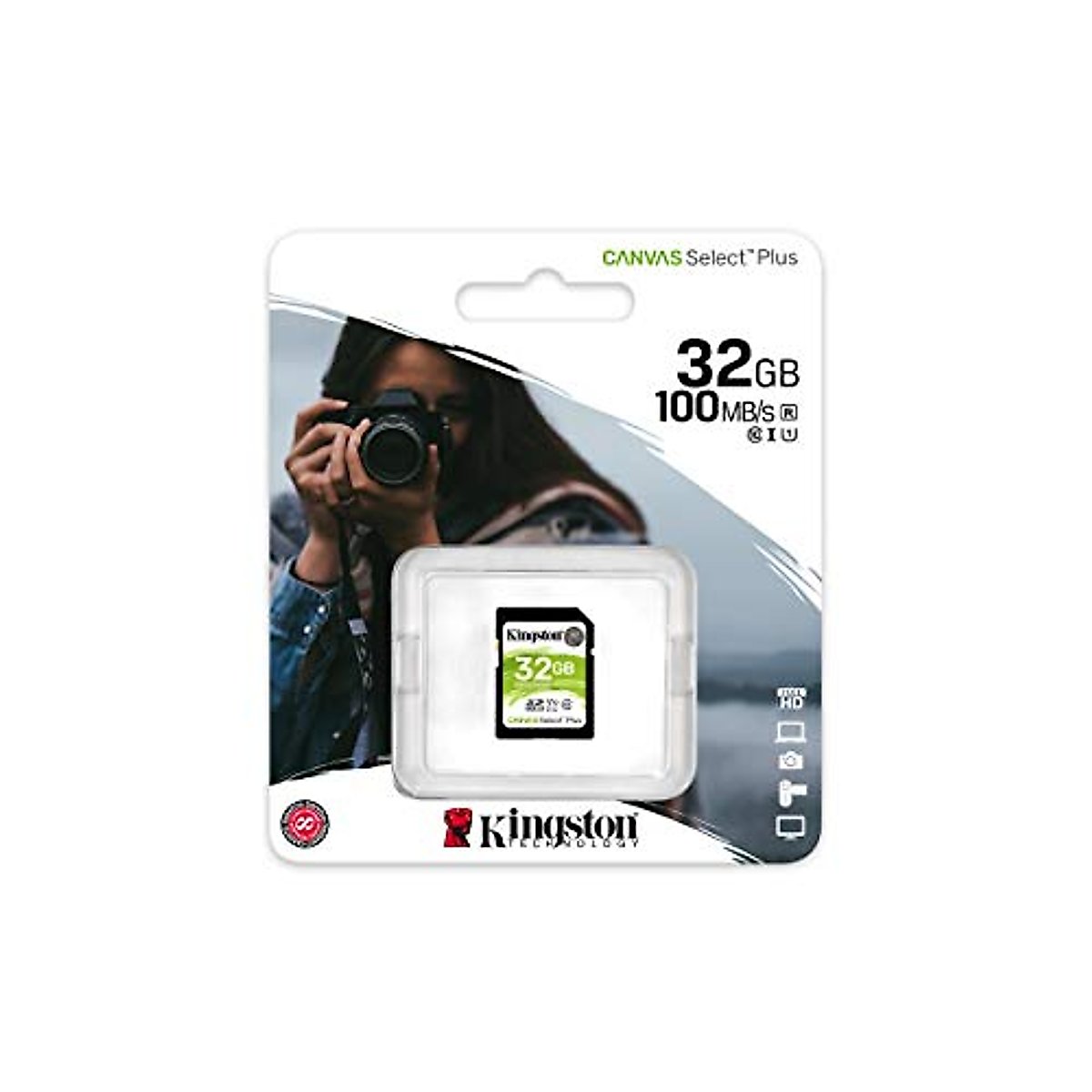 Kingston 32GB SDHC Canvas Select Plus 100MB/s Read Class 10 UHS-I U1 V10 Memory Card (SDS2/32GB)