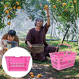 POPETPOP Picnic Basket Shopping Cart Plastic Shopping Basket with Handle- 16L Portable Handheld Storage Basket for Supermarket, Retail, Bookstore Picnic Basket Shopping Cart