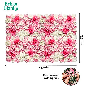 Flowers Wall Panel 4 PCs (11 SQFT) 24"x16" Carnations 3D Flower Wall Decor Silk Flowers for Nails Room, Home Office, Wedding Backdrop, Bridal Shower, Baby Girls Room, Nursery, Pink Room Décor