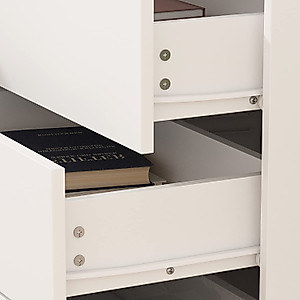 AIEGLE Sideboard Buffet Cabinet with Storage, Wood Coffee Bar Cabinet, 63" Kitchen Cabinet with 3 Drawers & 2 Doors, Kitchen Buffet Cabinet Cupboard with Gold Metal Legs, White