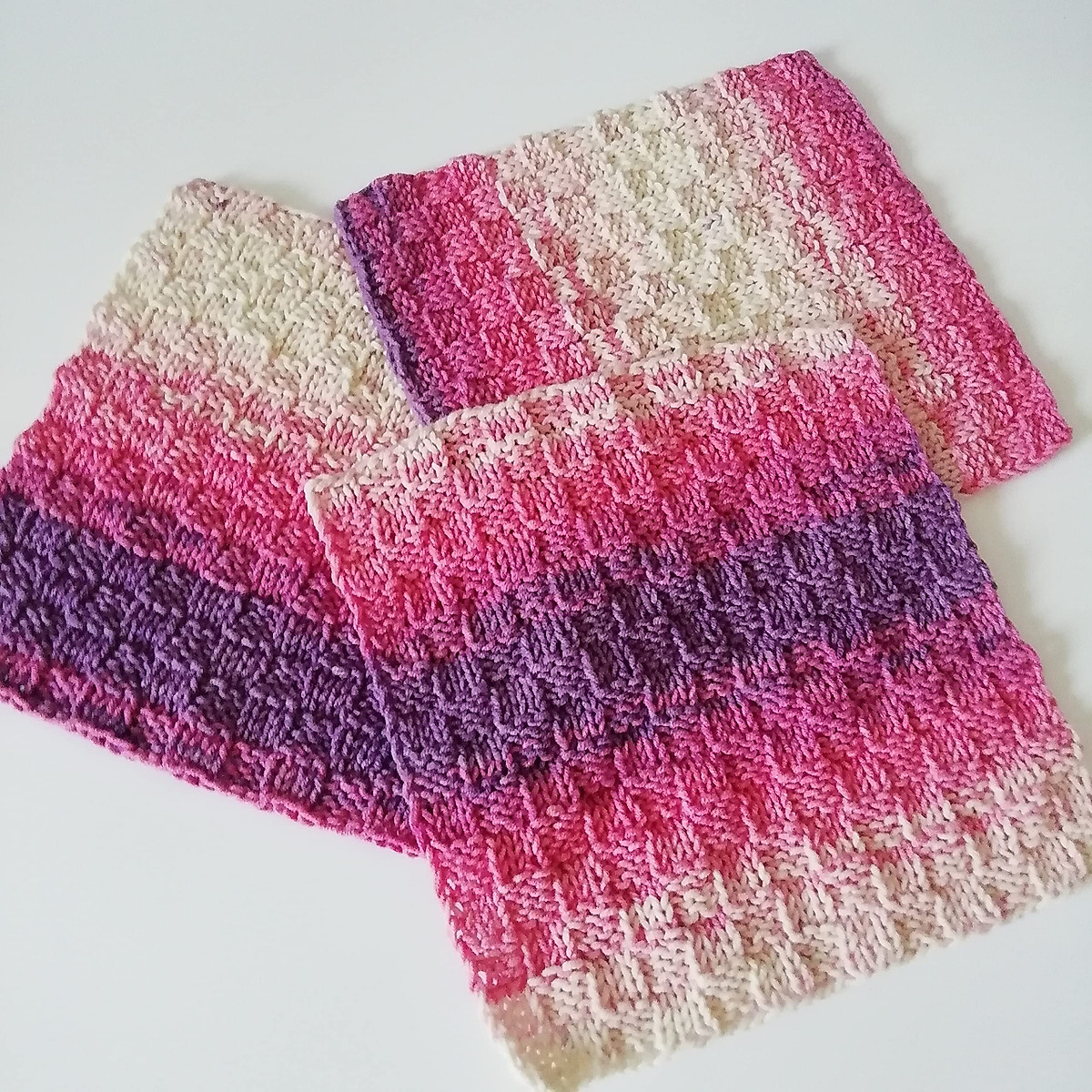 Cotton Dish Cloths Handmade Set of 3 Pink Crochet Kitchen Reusable Rags Wash Cloth Soft Cozy Ecology Mini Towels