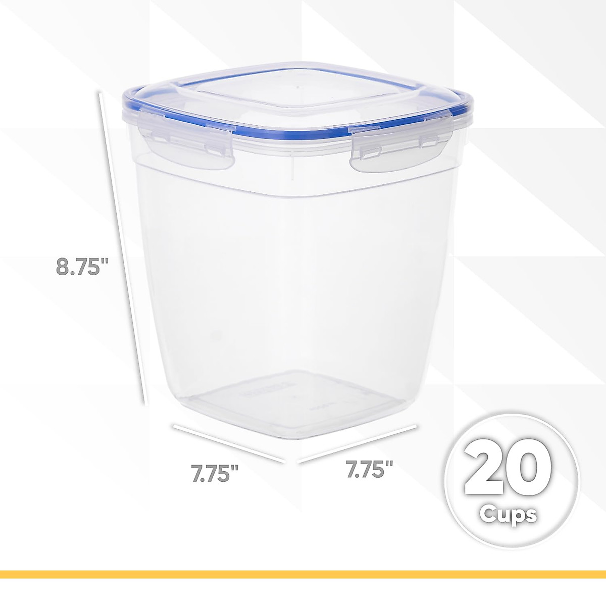 Superio Plastic Food Storage Containers with airtight Lid for Pantry, Fridge- BPA Free, Leakproof Sealed Container- Microwave, Dishwasher and Freezer Safe, Clear (20 Cup)
