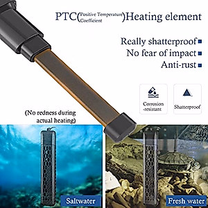 HITOP PTC Adjustable Aquarium Heater, Sturdy Fish Tank Heater with Protective Cover, 100W/200W/300W/400W Heater for Fresh/Saltwater Fish/Turtle Tank up to 120 Gallon