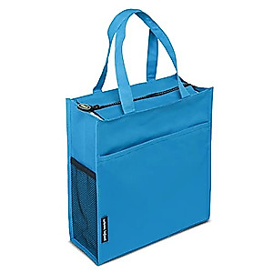 Urban Infant Tote Bag for Kids - Outer Pocket, Name Tag, 2 Mesh Bottle Holders, and Zippered Top – Perfect for After-School Activities and Travel - 13” x 11” x 5” - Blue