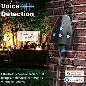 AlphaWorks Smart Plug Outlet Compatible with Alexa Amazon Echo and Google Assistant WiFi Wireless Remote/Voice Control Timer No Hub Required 3 AC Outlets 110V 15A 1875W Rated