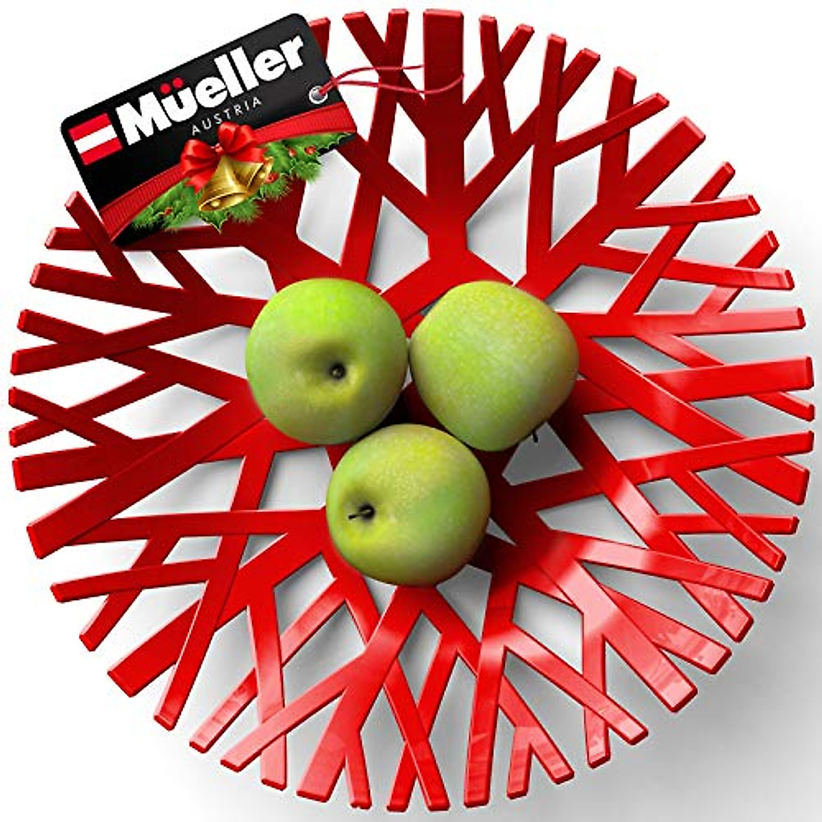 Mueller Fruit Basket, European Fruit Bowl, Fruit and Vegetables Holder for Counters, Kitchen, Countertop, Home Decor, High-end Look, Red