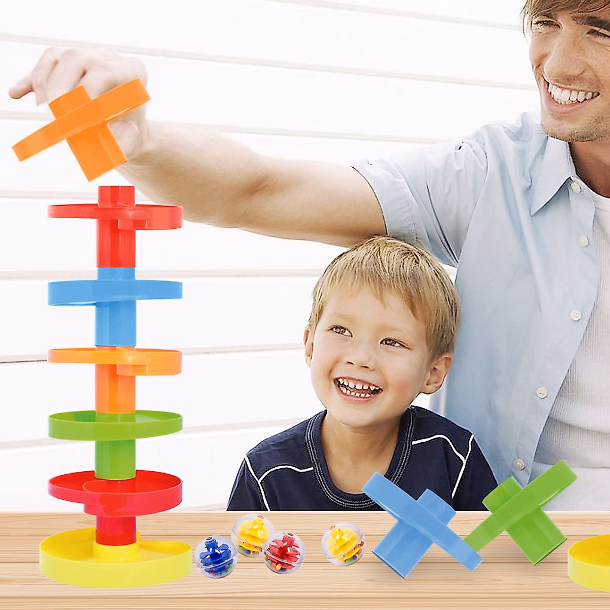 Educational Ball Drop Toy for Kids - Spinning Swirl Ball Ramp 2 Sets Activity Toy for Toddlers and Babies Safe for 9 Months and up.