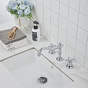 GGStudy Two Handles 3 Holes 8-16 inch Widespread Bathroom Sink Faucet Chrome Basin Mixer Tap