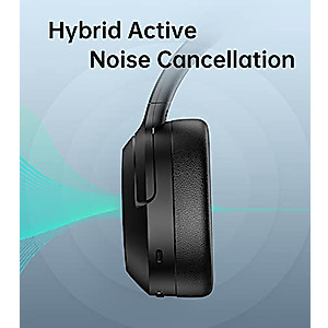 Edifier W820NB Hybrid Active Noise Cancelling Headphones - Hi-Res Audio - 49H Playtime - Wireless Over Ear Bluetooth Headphones for Phone-Call - Black