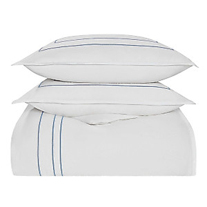 Nautica - King Duvet Cover Set, Soft Bedding with Matching Shams, Embroidered Hotel-Inspired Home Decor (Alden Chambray Blue, King)