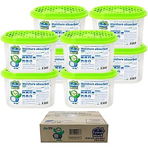 Sunny Home (8 Pack) Moisture Absorbers 9.17oz, Unscented, Odor Eliminator, Dehumidifier and Deodorizer for Closet, Bathroom, Kitchen in Home & RVs. WHITE