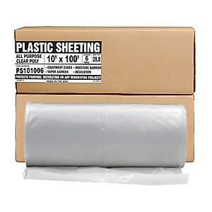 Aluf Plastics Plastic Sheeting - 10' x 100', 6 MIL Heavy Duty Gauge - Clear Vapor and Moisture Barrier Sheet Tarp/Drop Cloth for Painting, Furniture Covers, Carpet Cover, Floor, Paint, Painters