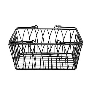 Spectrum Diversified Twist Storage Handles, Modern Farmhouse Décor Farmer’s Market-Style Wire Basket for Organizing Bathroom, Pantry & Craft Room, Medium, Black
