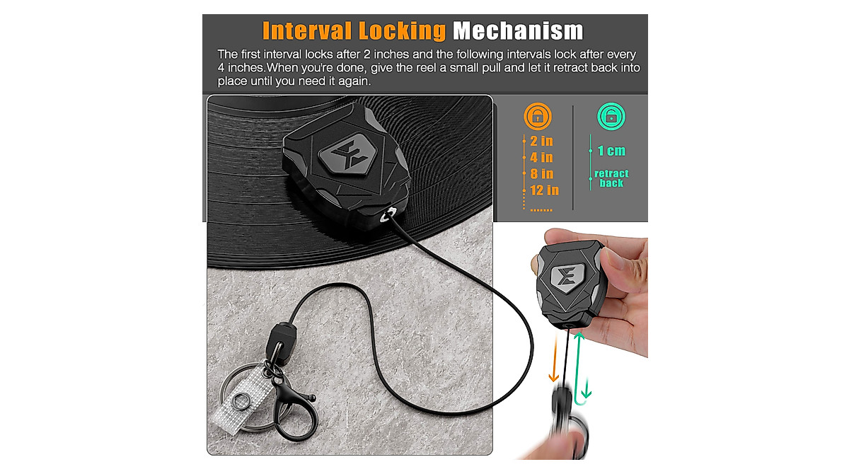 ELV Heavy Duty Retractable Keychain with 31" Dyneema Cord