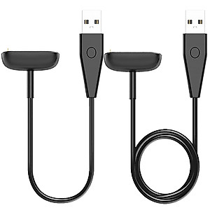 Threeeggs for Fitbit Charge 5 Charger with Reset Button, USB Charging Cable for Charge 5, Charge 6 & Fitbit Luxe (2-Pack, 3.3ft & 1.6ft)