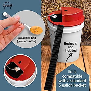 Zodski 2 Pack Bucket Mouse Trap Lid, Rat Trap Lid, 5 Gallon Bucket Compatible, Rat Traps, Mouse Traps Indoor for Home, Outdoor Mouse Traps, Mouse Bait, Humane Mouse Traps Catch and Release (2, Red)