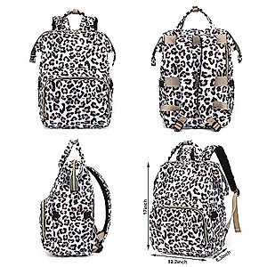 Yusudan Leopard Lunch Backpack for Women, Insulated Cooler Work Business Laptop Backpacks Girls School Backpack College Bookbags