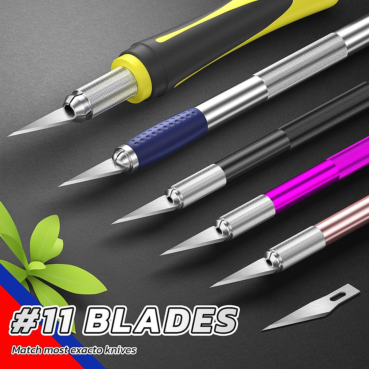 DIYSELF 50 PCS Exacto Knife Blades, High Carbon Steel #11 Blades Refill Art Blades with Storage Case for Craft, Hobby, Scrapbooking, Stencil