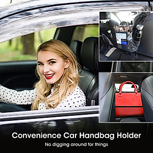 Car Handbag Holder with Extra Large Capacity, Viopic Newest 4 in 1 Car Net Pocket Handbag Holder, Strong Bearing Capacity over 20Kg, Sturdy Car Mesh Organizer for Phone, Documents, Barrier of Pet Kids