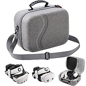 Large Carrying Case for Meta Quest 3S/3, Hard Travel Case Compatible with BOBOVR S3 Pro/KIWI Design Battery Head Strap, Quest Controller and Accessory, Portable Hard Shell Travel Bag, Grey