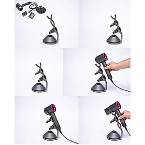 Supersonic Hair Dryer Premium Stand Holder ( Crab part : PU Coating) with Veil Cord Stand Organizer arrangement, Invisible Wire Storage Bathroom & Bedroom Stand Holder [Upgrade]
