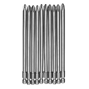 Rocaris 6 in Phillips Screwdriver Bit Sets 1/4 Inch Hex Shank Magnetic Screwdriver Bits Cross Head S2 Steel Screwdriver Bits 10 Pack