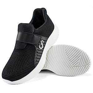 HARENCE Sneakers for Women Walking Shoes: Comfortable Breathable Mesh Sneaker Casual Lightweight Slip On Tennis Shoes Black