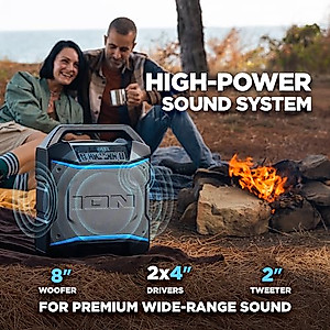 ION Block Rocker - Portable Bluetooth Outdoor Party Speaker with Karaoke Microphone, Battery, 4 Speakers, Radio, USB Port, App, Water-Resistant, 120W