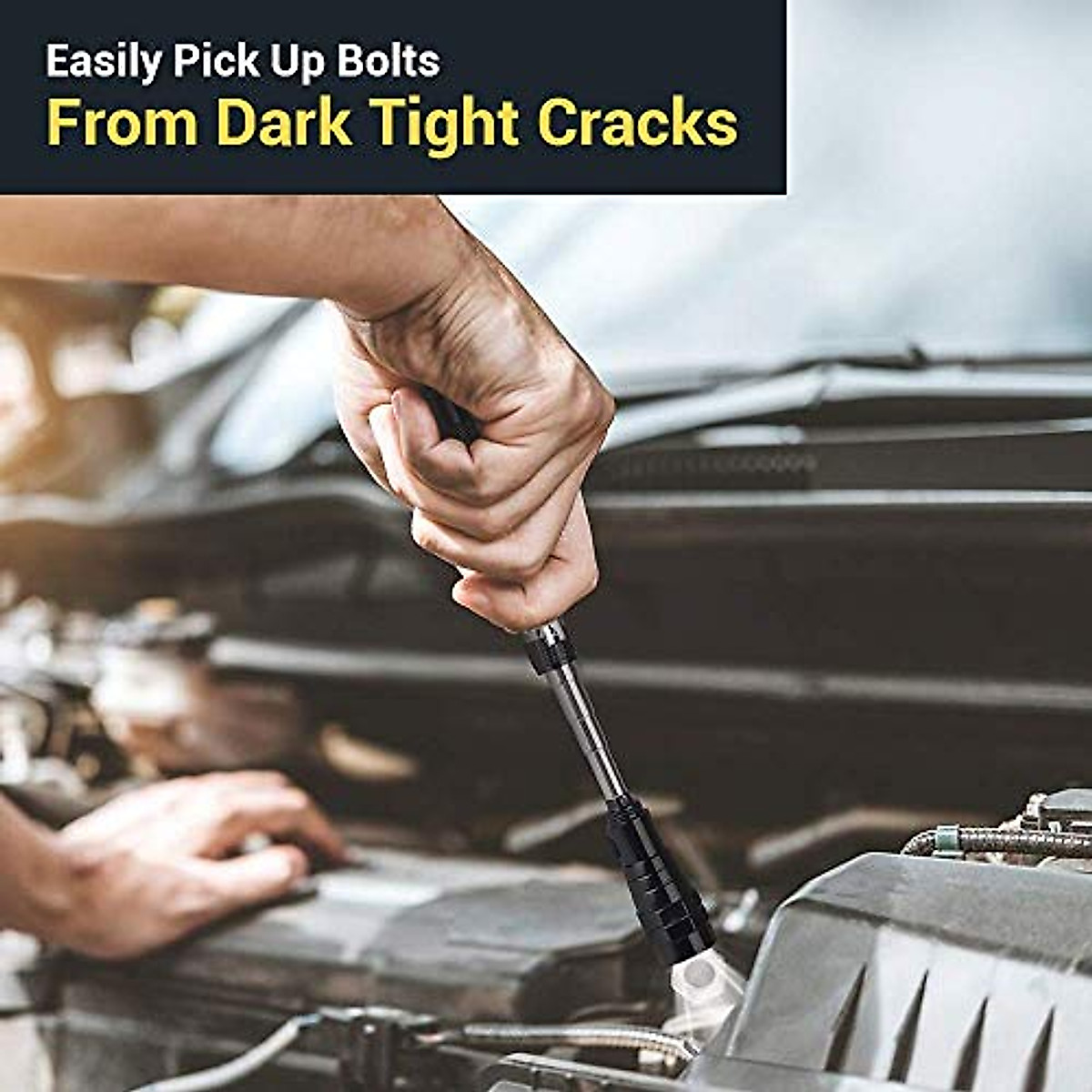 LED Magnetic Pickup Tool Gifts for Men, Valentines Day Gifts for Him Dad Husband Grandpa Boyfriend Him, Flexible Magnet up to 22" for Hard to Reach Items, Cool Gadget Birthday Gift Idea