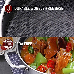 LOLYKITCH 6 QT Tri-Ply Stainless Steel Non-stick Sauté Pan with Lid,12 Inch Deep Frying pan,Large Skillet,Jumbo Cooker,Induction Pan,Dishwasher and Oven Safe.(Removable Handle)