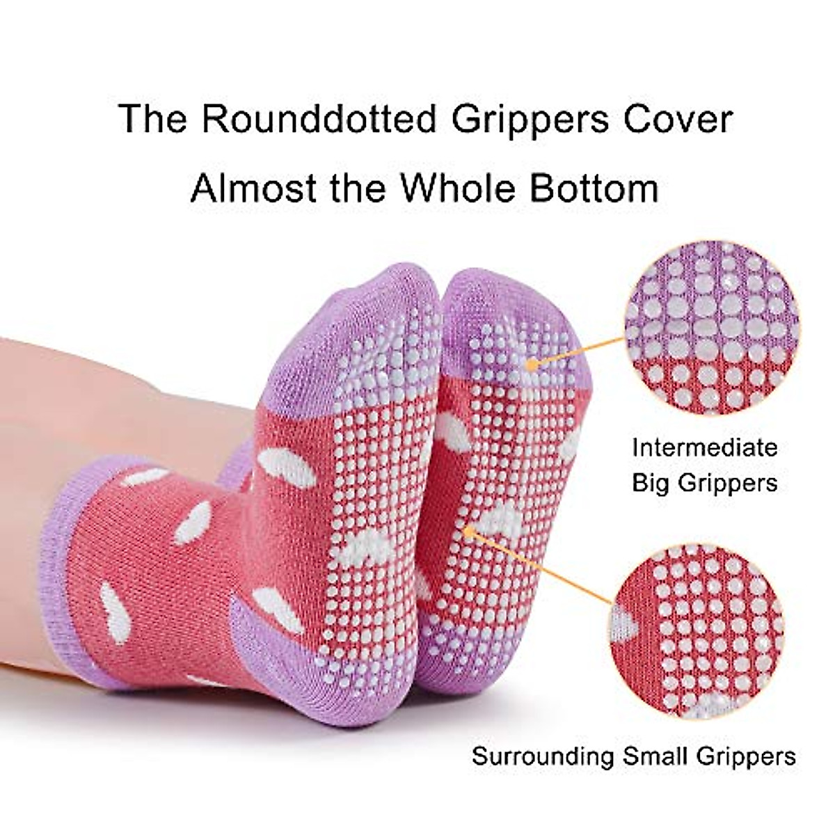 Evercute Toddler Girls Grip Socks 12 Pack Boys Non Slip Socks for Kids Anti Skid