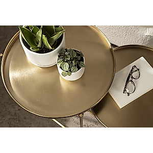 Kate and Laurel Ulani Round Metal Nesting Accent Tables, 2 Piece, Gold