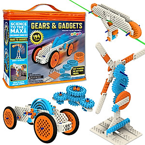 Gears & Gadgets 194pc Kids Building Toys - Build Large & Small Robotic Projects - STEM Toys for Kids Education - Construction Building Kit - Engineering Activities Science Kits for Kids Age 8-12