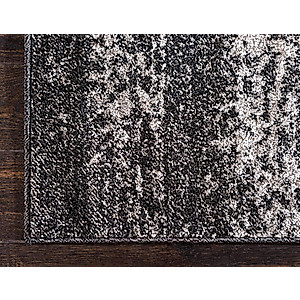 Unique Loom Del Mar Collection Area Rug - Lucille (9'x 12' Rectangle, Dark Gray/ Ivory)