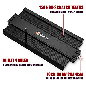 Saker Miter Saw Protractor(Black)&Saker Contour Gauge Profile Tool(10 Inch+5 Inch)