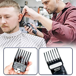 Premium Clipper Guards Fit for Wahl, Professional Hair Cutting Guides Combs Attachment with Metal Clip, 10 Cutting Lengths Guards Set Compatible with Most Wahl Clippers