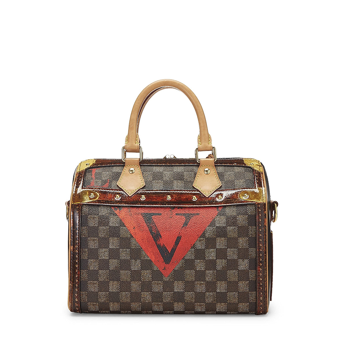 Louis Vuitton, Pre-Loved Damier Ebene Time Trunk Speedy Bandouliére 25, Brown