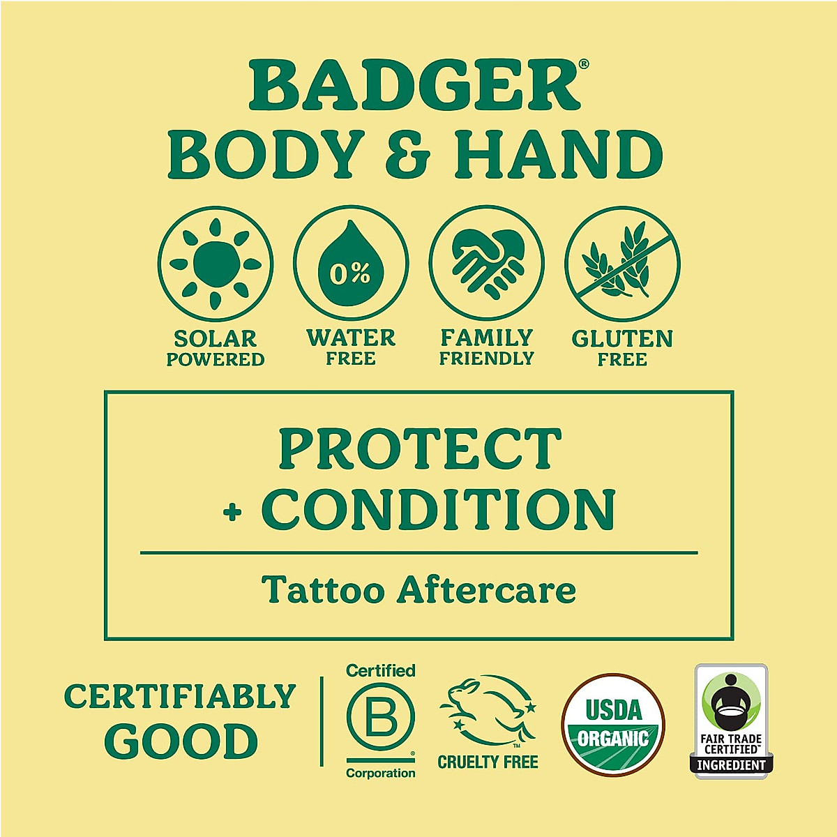 Badger - Tattoo Balm, Natural Tattoo Aftercare Salve, Tattooing Cream that Heals and Protects w/Coconut and Tamanu Oil, Organic Tattoo Butter 2oz Tin