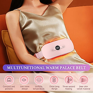 Portable Heating Pad, Electric Heating Pad for Back Pain Relief Cramps,Menstrual Heating Pad Fast Heating Belly Wrap Belt with 6 Heat Levels, 6 Vibration Modes Gift for Women Girl Wife Girlfriend