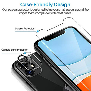 LK 6 Pack 3 Pack Screen Protector with 3 Pack Camera Lens Protector Compatible for iPhone 11 6.1-inch, Tempered Glass, Case Friendly, Easy-Installation Tool, 9H Hardness