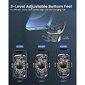 OQTIQ Wireless Car Charger 15W Cup Holder Phone Mount Adjustable Car Phone Holder Charger with QC 3.0 Adapter Compatible with iPhone 14/13/12 Pro Max, Samsung, Pixel, LG & More