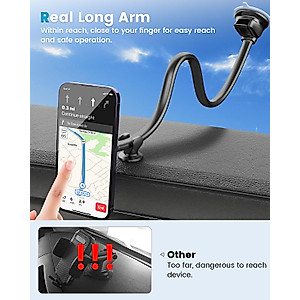 APPS2Car for Magsafe Car Mount Magnetic Phone Holder Upgraded 13-Inch Long Arm Suction Cup Windshield Mount fits iPhone 15 Pro Max Plus 14 13 12 Mini